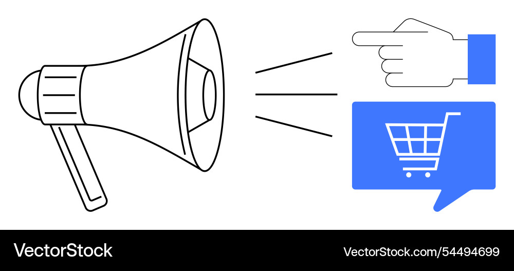 Marketing announcement megaphone directing Vector Image