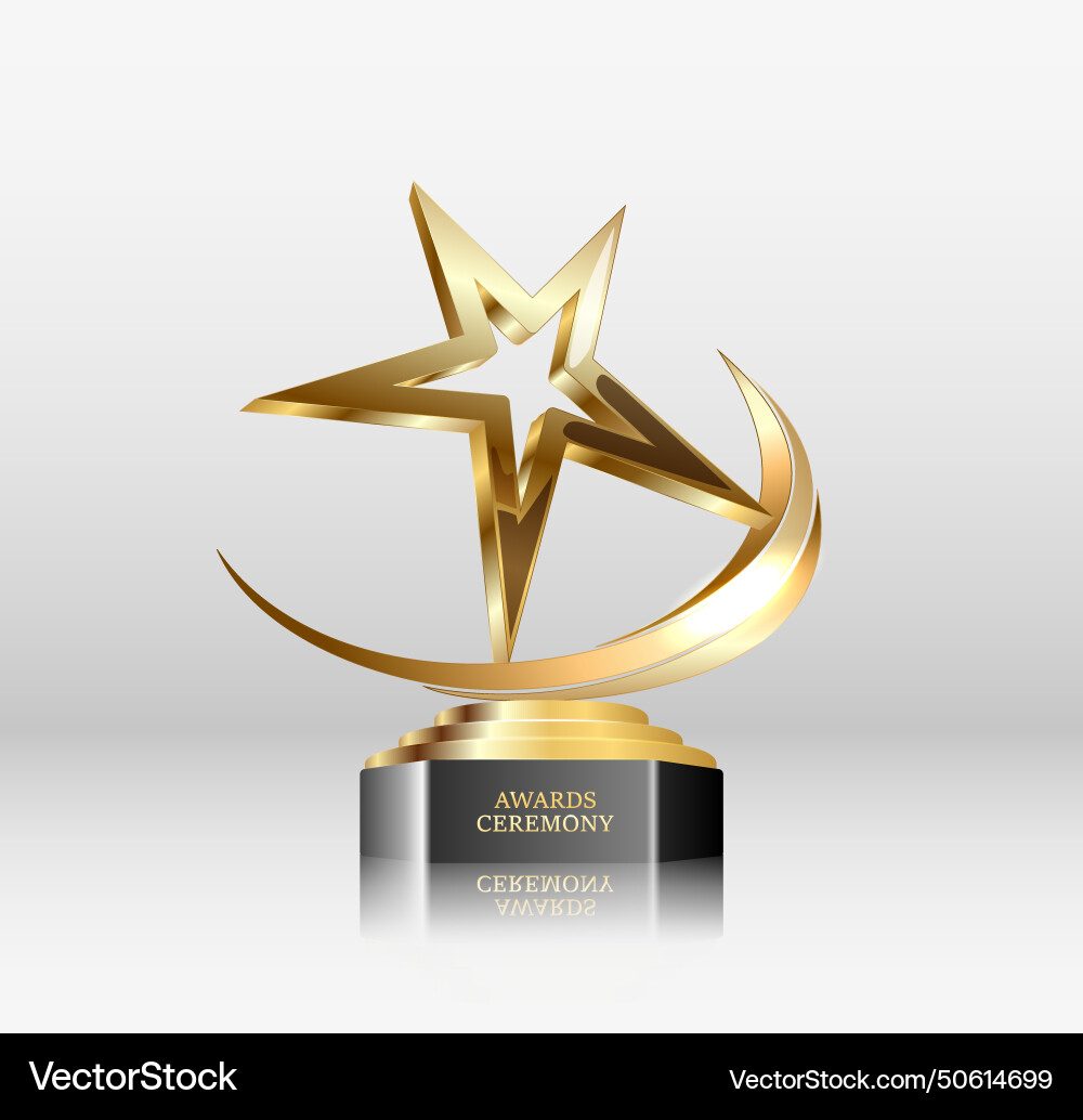 Realistic golden star trophy award Royalty Free Vector Image