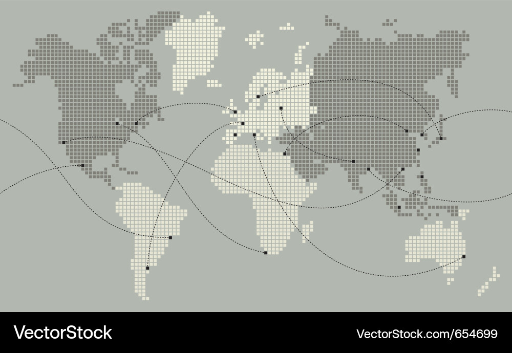 World Map - Small Squares Royalty Free Vector Image
