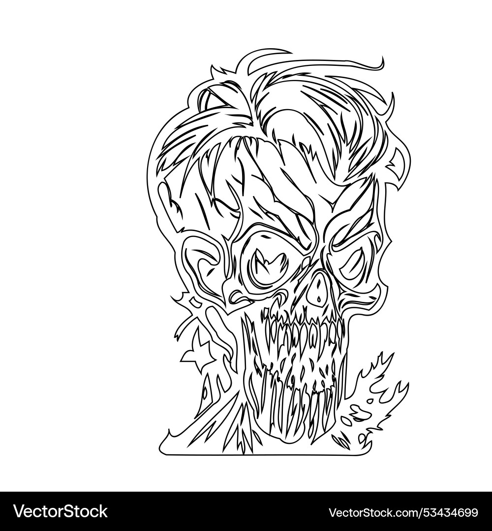 Zombie outline sketch Royalty Free Vector Image
