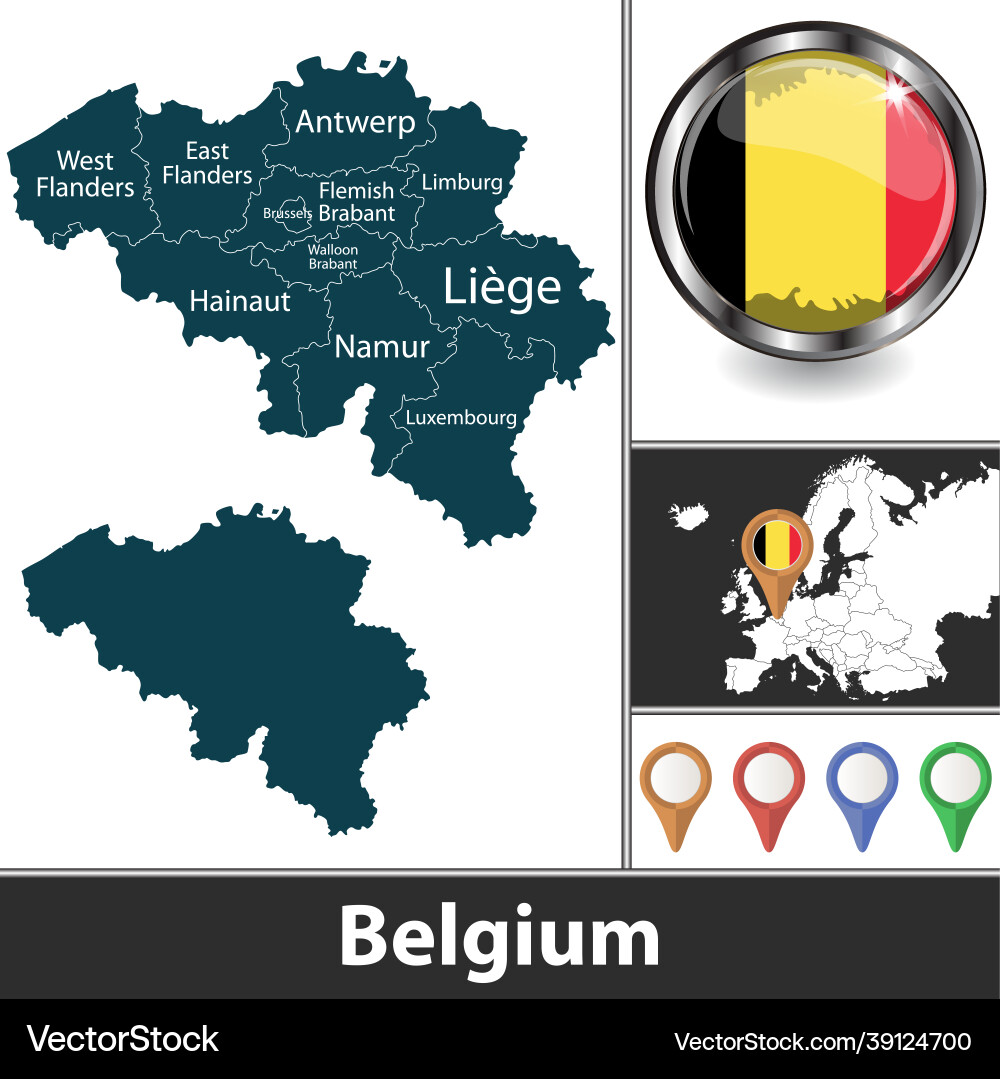 Belgium Map - Provinces & Regions Royalty Free Vector