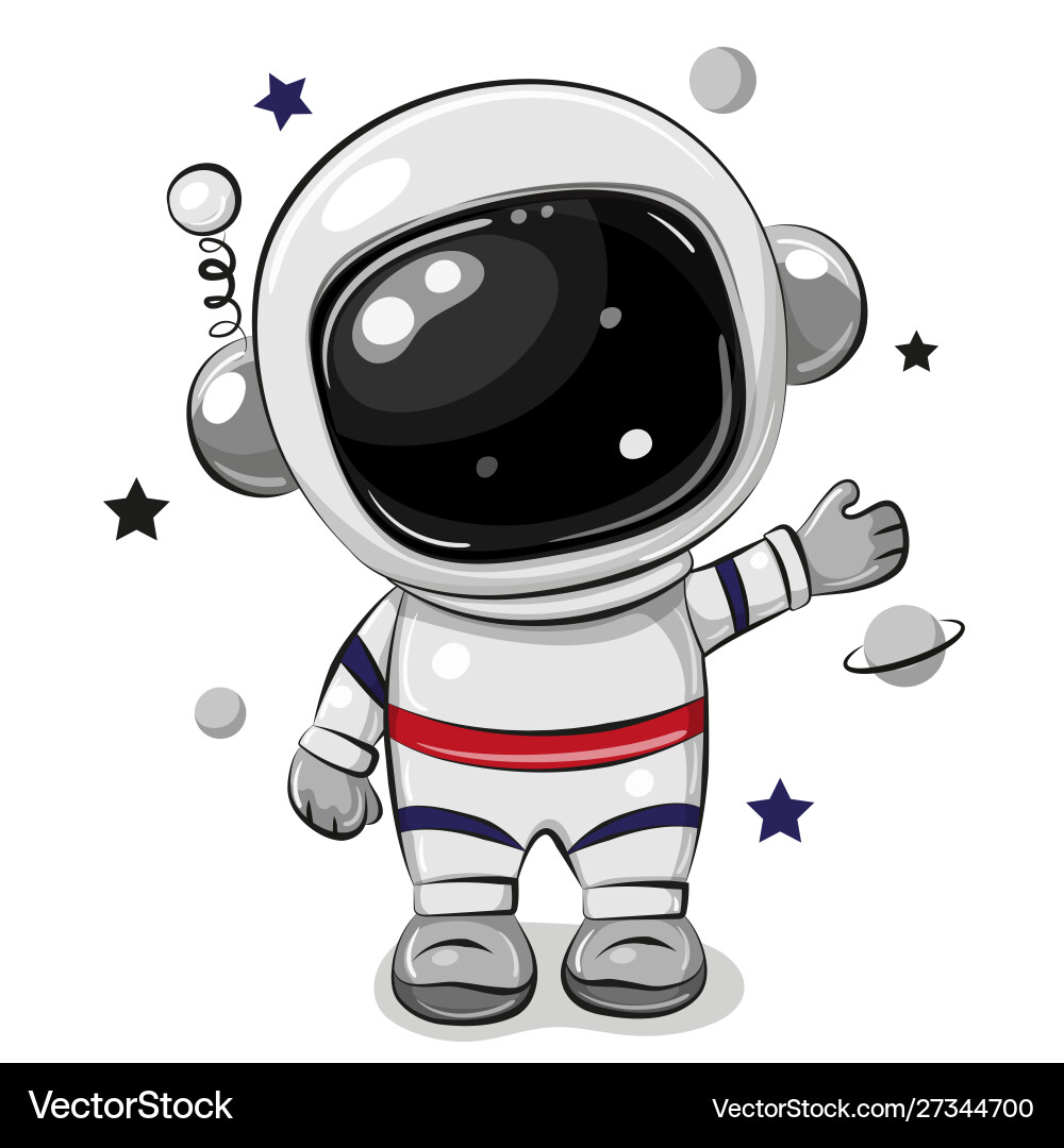 Cute Cartoon Astronaut on White Background Vector Image