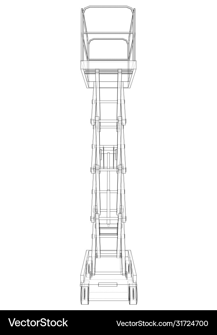 Scissor lift concept outline Royalty Free Vector Image