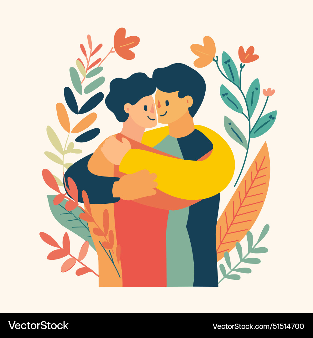 Two animated characters engaged loving embrace Vector Image