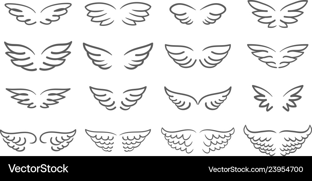 Wings icon set isolated Royalty Free Vector Image