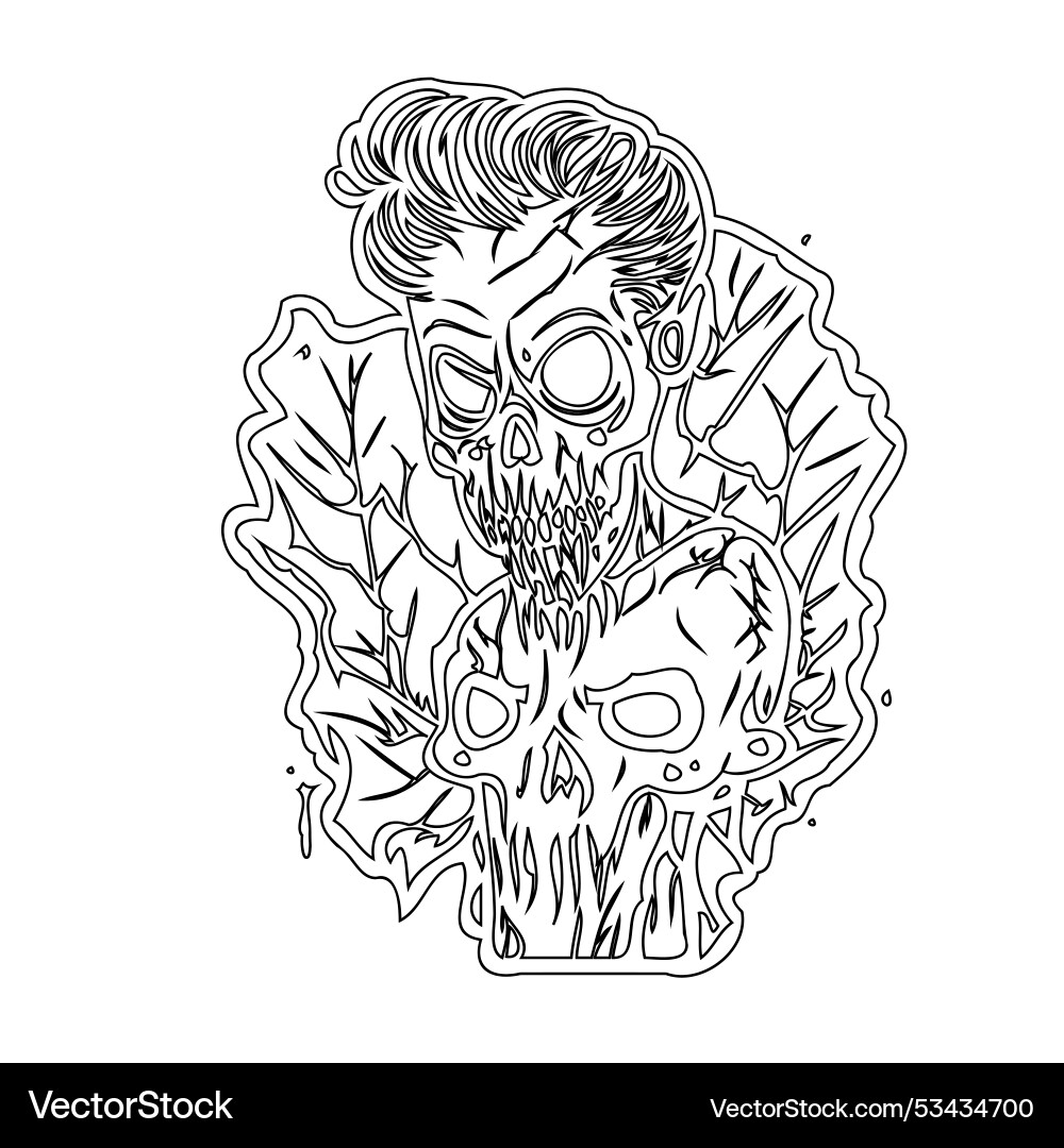Zombie outline sketch Royalty Free Vector Image