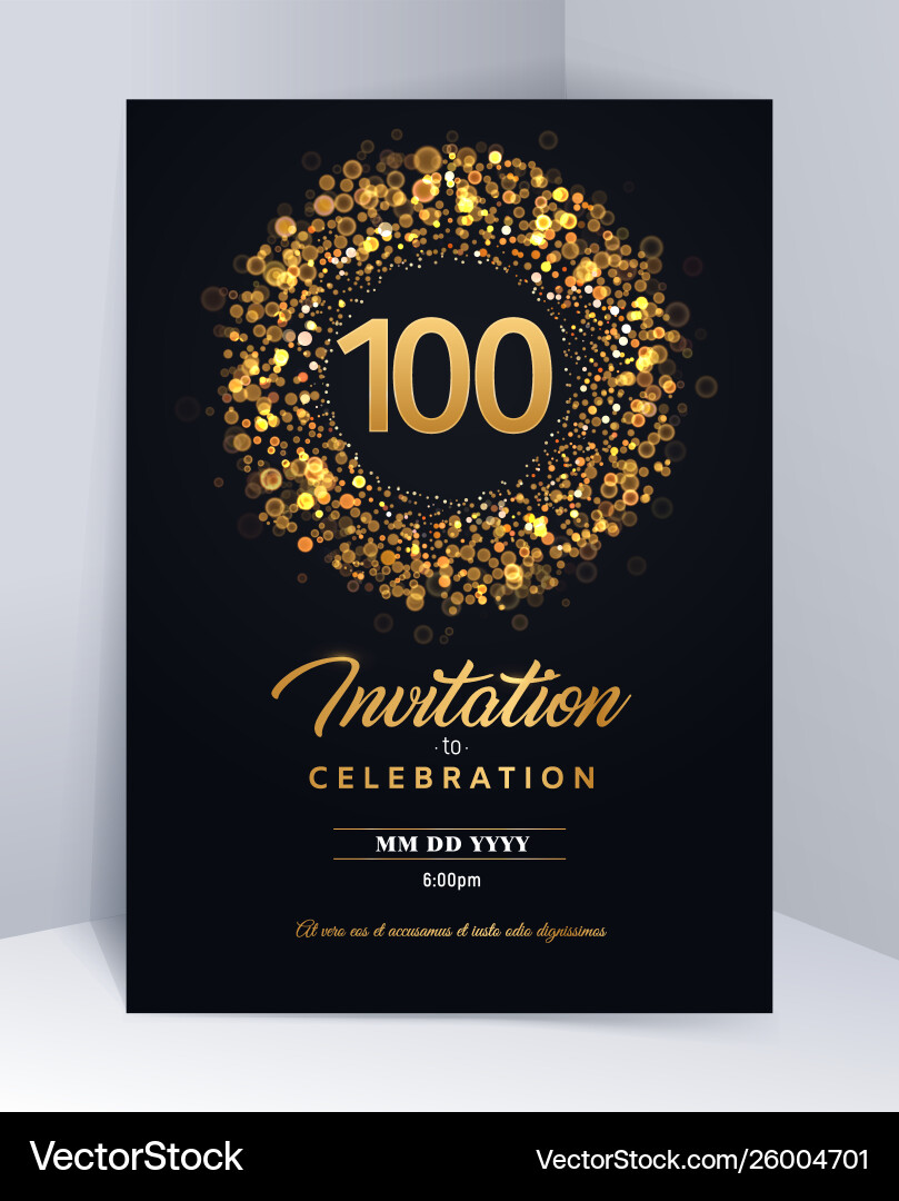 100 years anniversary invitation card template Vector Image