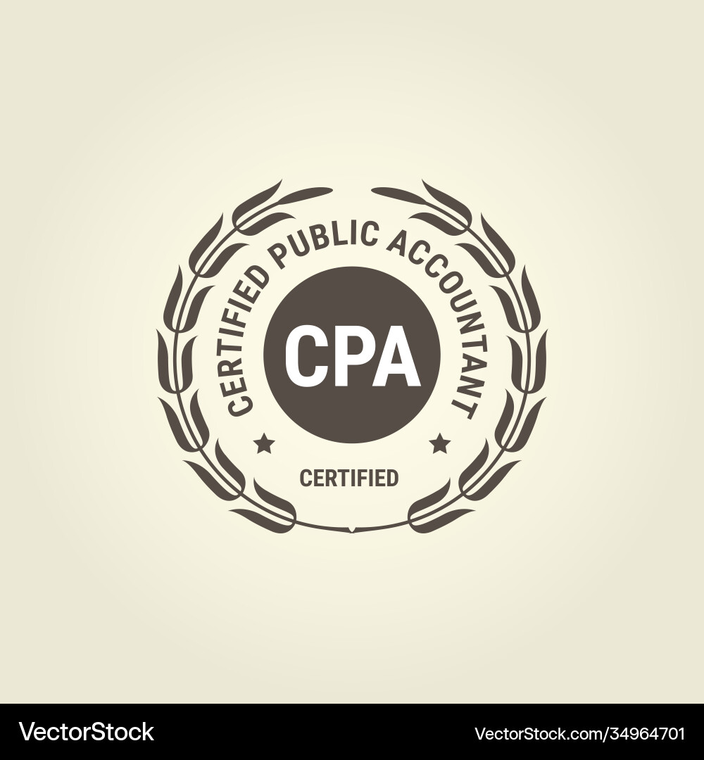 Certified public accountant emblem cpa bookkeeper Vector Image