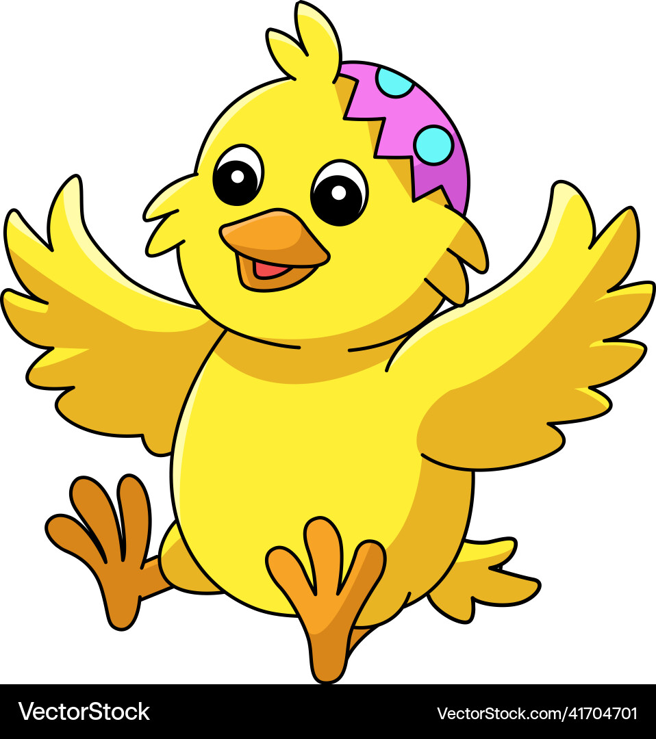 Chick pop out in easter egg cartoon Royalty Free Vector