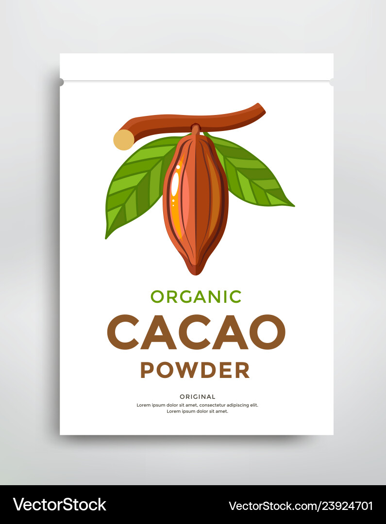 Cocoa beans packaging design flat icon Royalty Free Vector