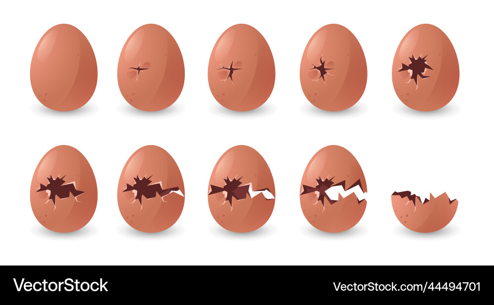 Cracked eggs animation cartoon broken damaged Vector Image