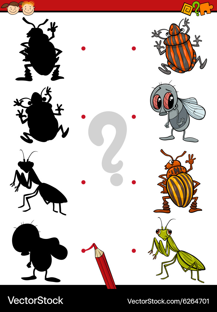 Educational shadows game for kids Royalty Free Vector Image