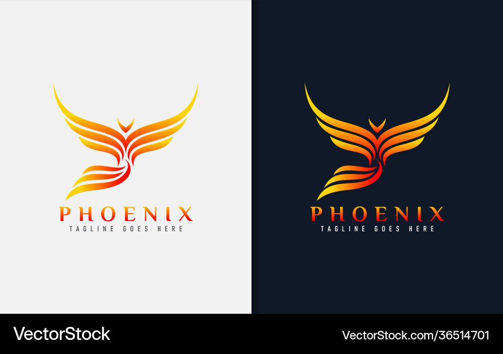 Orange phoenix logo design Royalty Free Vector Image
