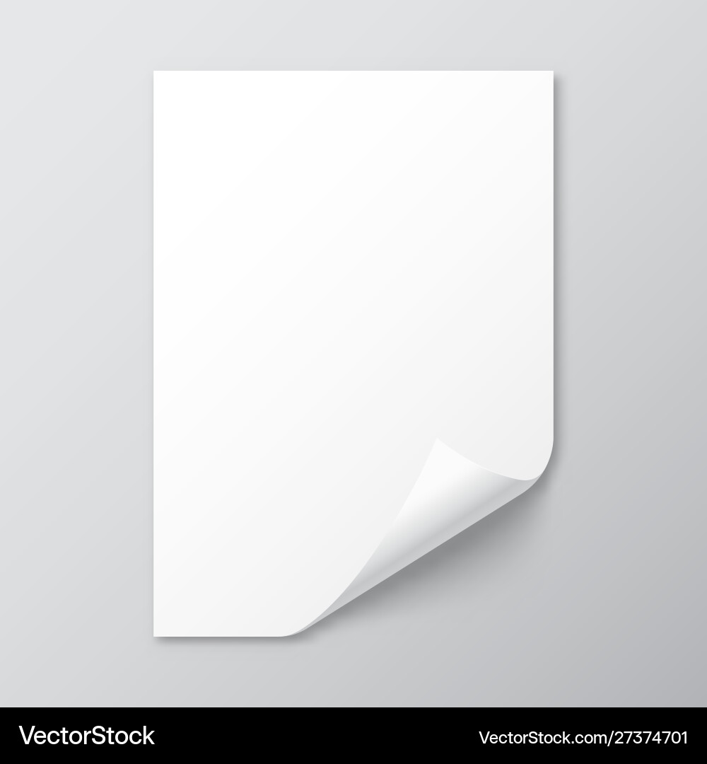 Realistic blank paper sheet with shadow in a4 Vector Image