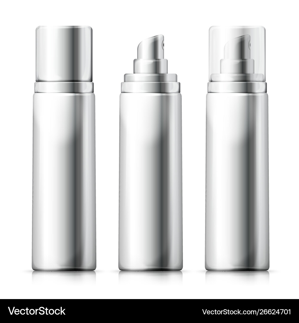 Set - 3d realistic metallic spray bottles Vector Image