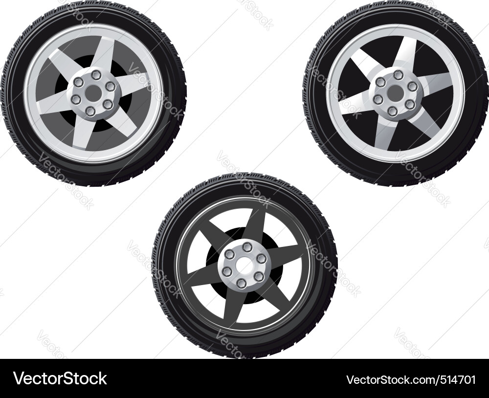 Set of isolated wheels Royalty Free Vector Image