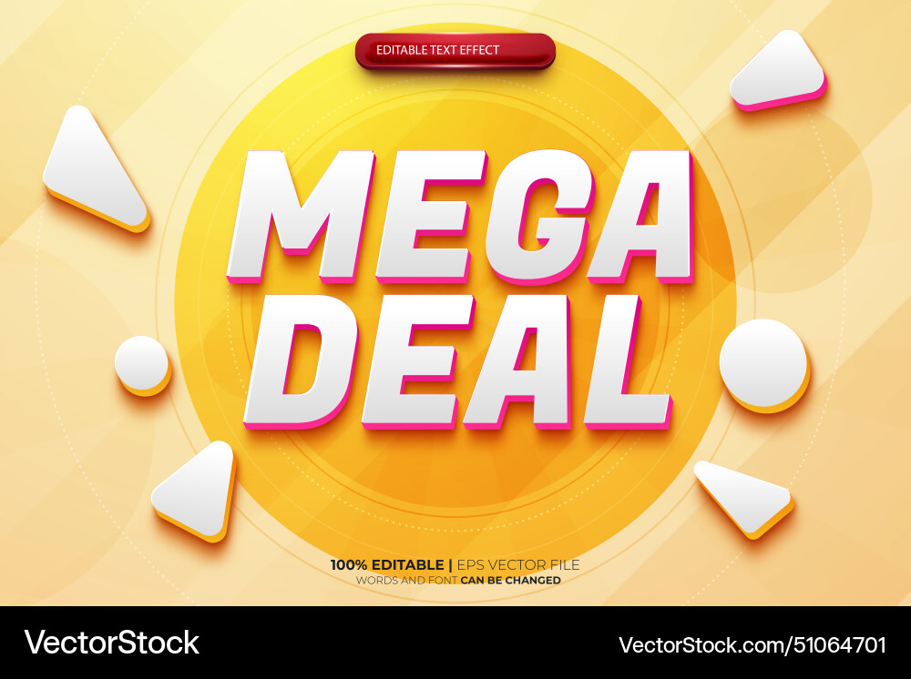 Simple mega deal promo 3d text effect Royalty Free Vector