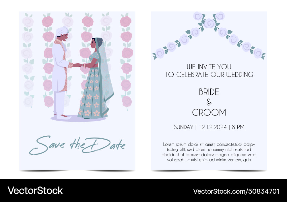 Template or invitation to celebrate wedding flat Vector Image