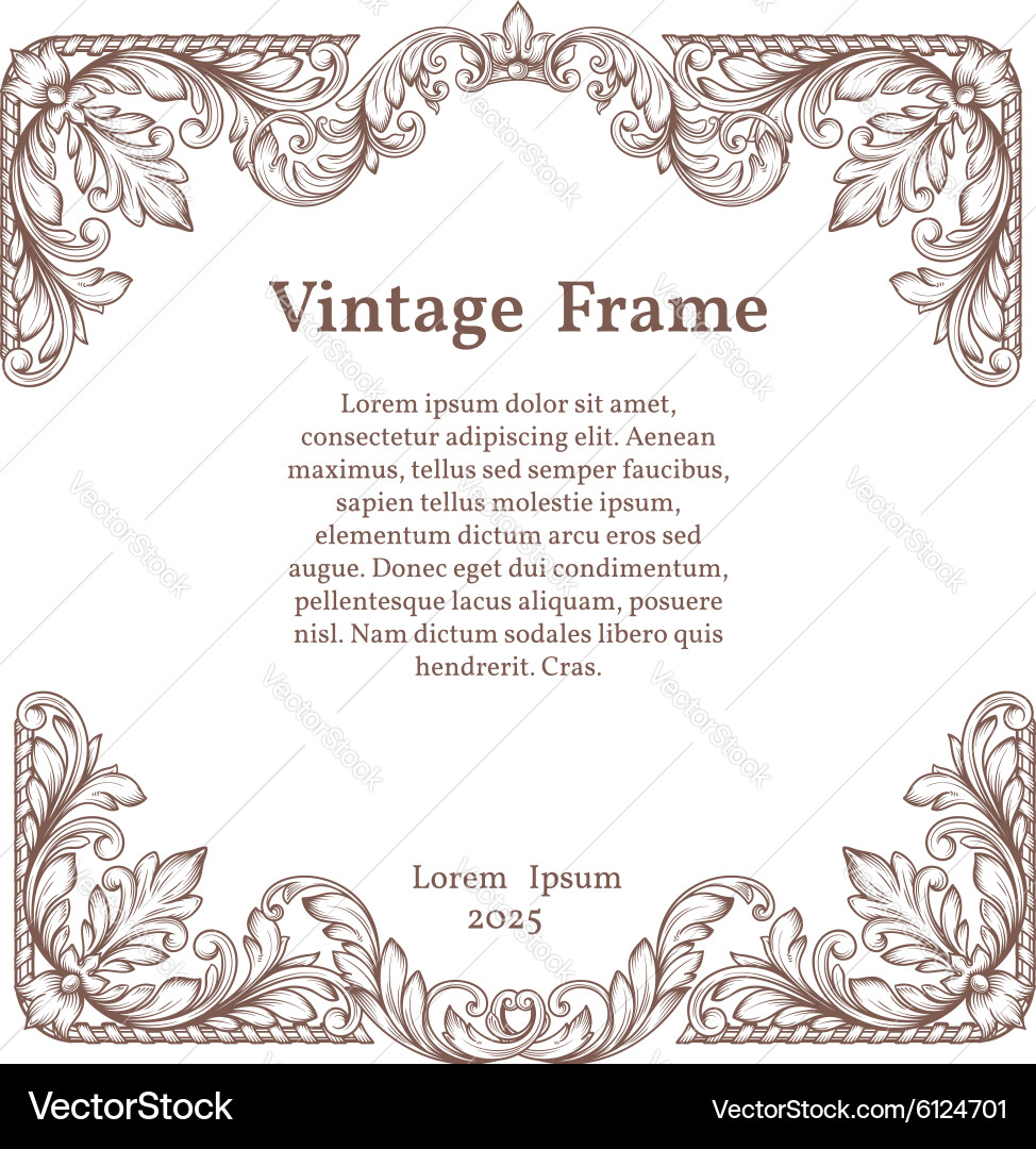 Vintage square ornate frame Royalty Free Vector Image