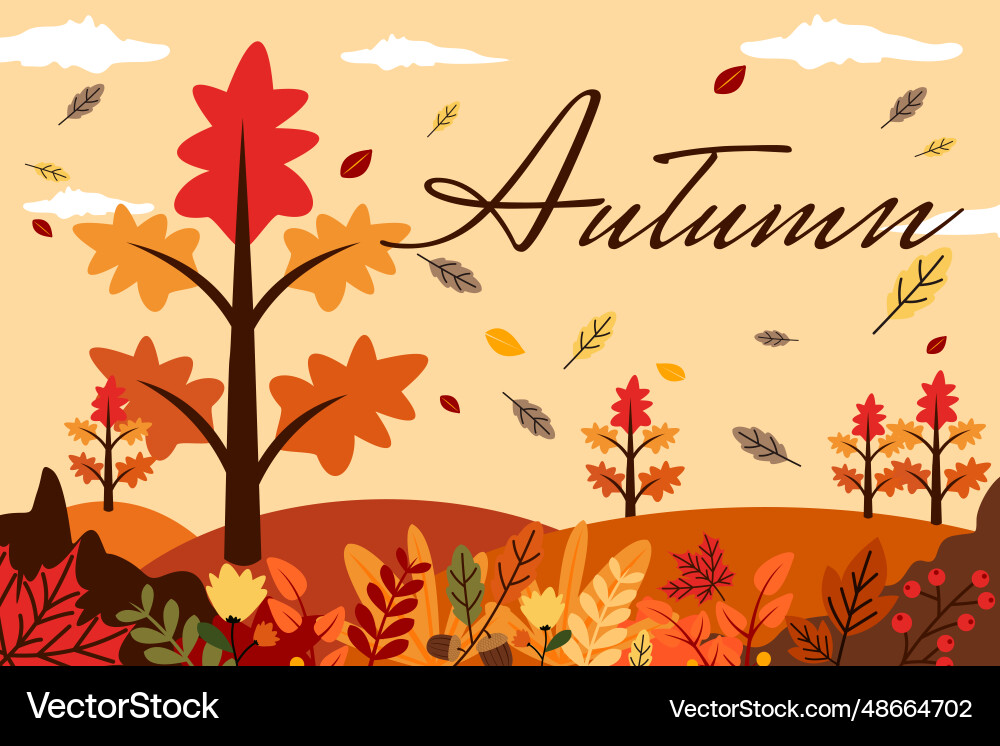 Background of flat autumn landscape template Vector Image