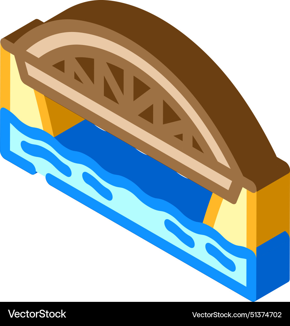 Bowstring bridge isometric icon Royalty Free Vector Image