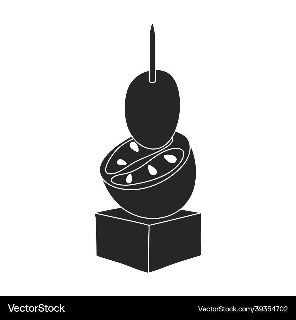 Canape and food black iconblack Royalty Free Vector Image