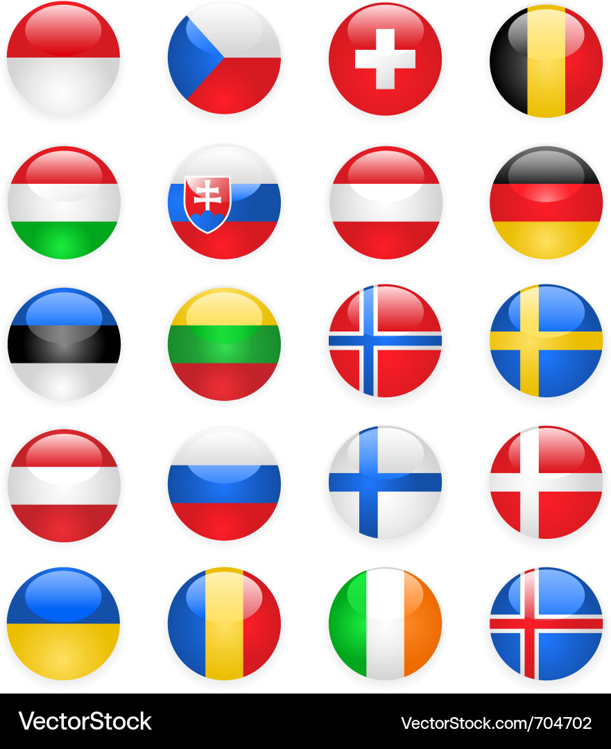 Europe flags buttons part two Royalty Free Vector Image