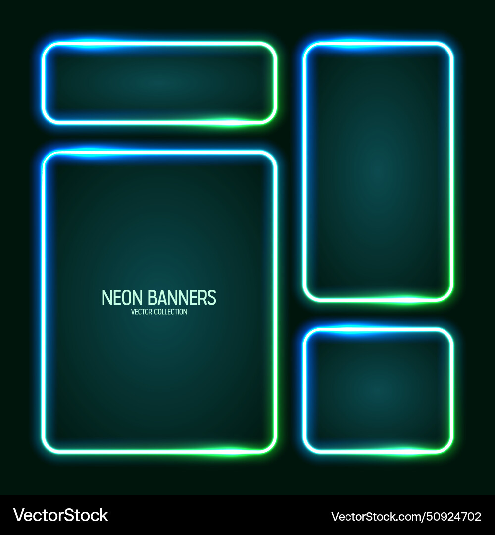 Glowing neon banners illuminated colorful square Vector Image