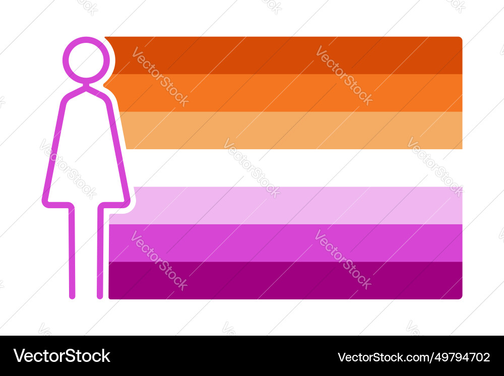 Lesbian flag woman icon symbol flat Royalty Free Vector