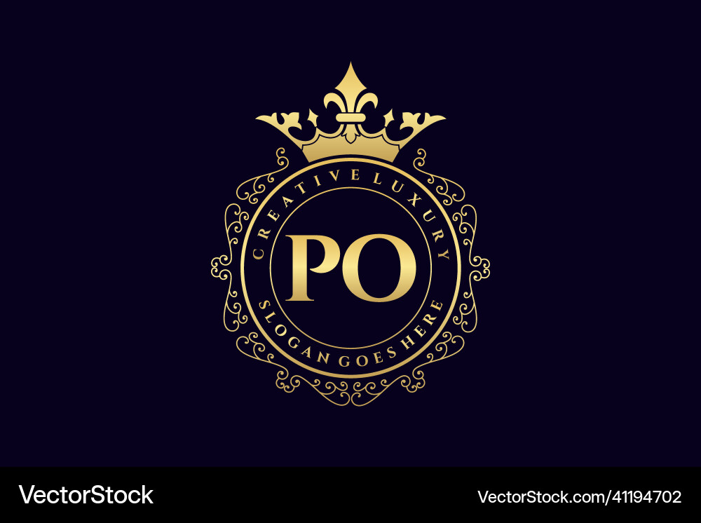 Po initial letter luxury calligraphic feminine Vector Image