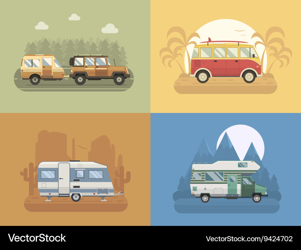RV Travel and Camping Concepts Royalty Free Vector Image