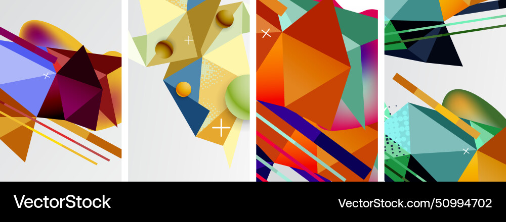 Vibrant geometric shapes in bright tints Vector Image