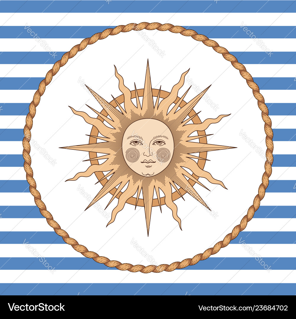 Vintage Rope Sun Motif Royalty Free Vector Image