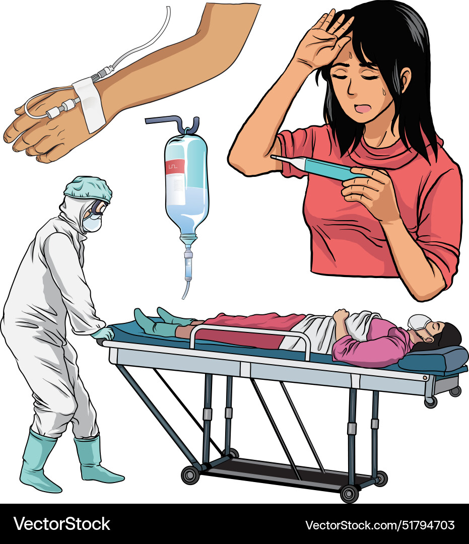 A set of getting sick Royalty Free Vector Image