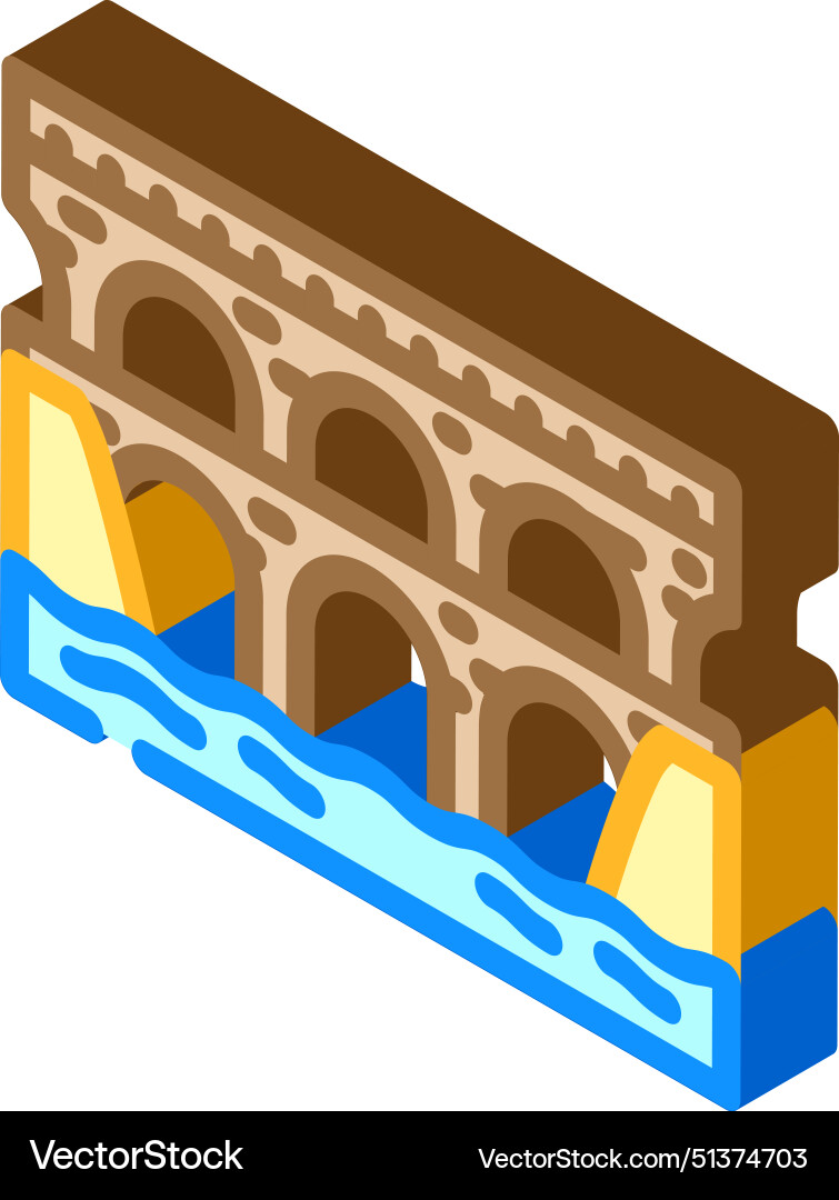 Aqueduct bridge isometric icon Royalty Free Vector Image