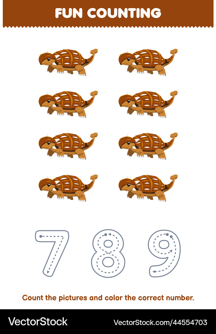 Count Dinosaur Pictures - Learning Game Royalty Free Vector