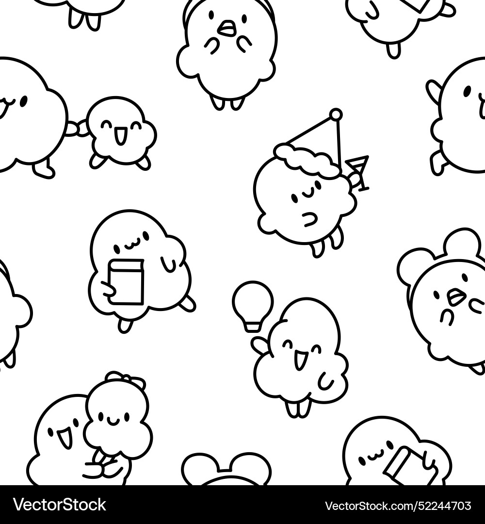 Cute popcorn character coloring page Royalty Free Vector