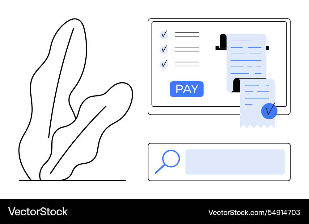 Online payment and receipt processing with search Vector Image