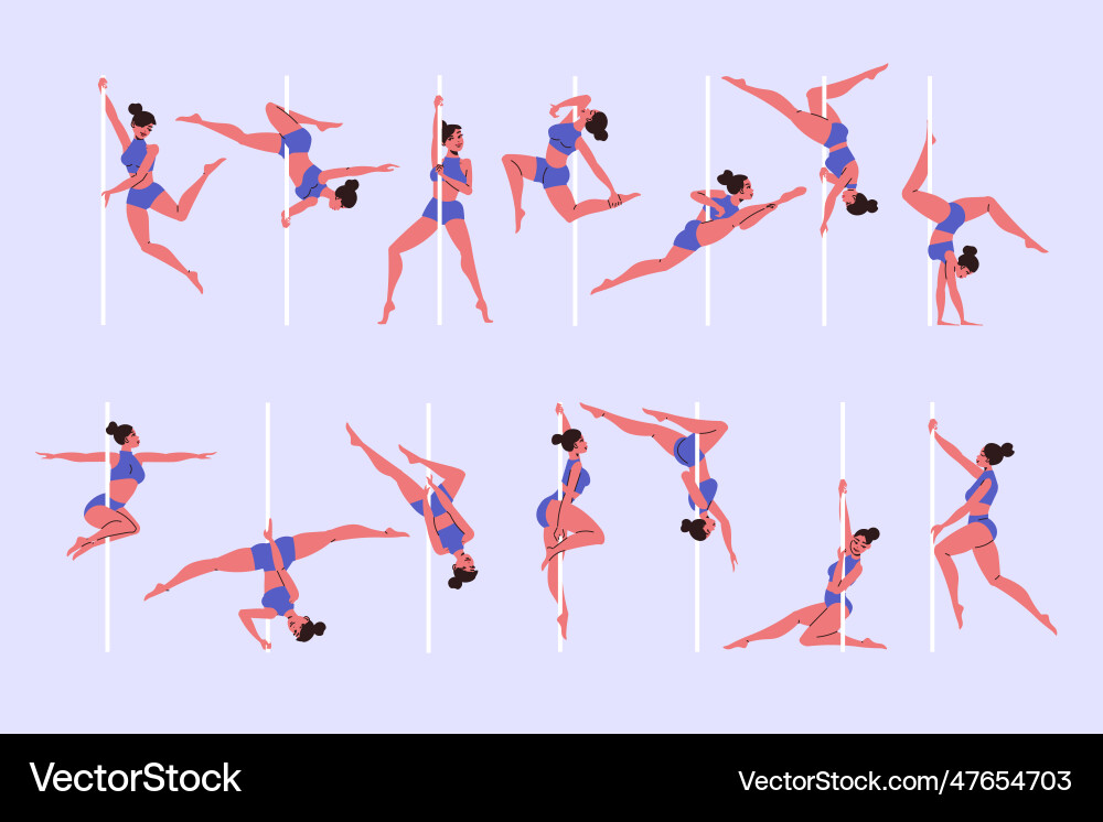 Pole dancers set Royalty Free Vector Image - VectorStock