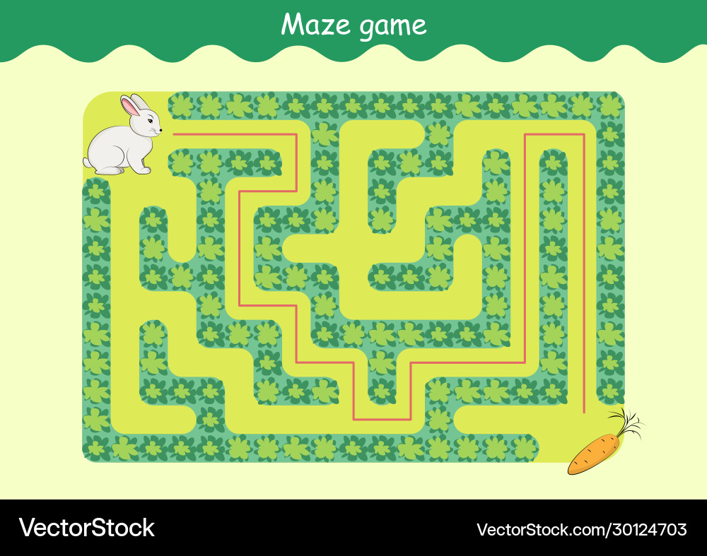 Rabbit and carrot maze educational game Royalty Free Vector