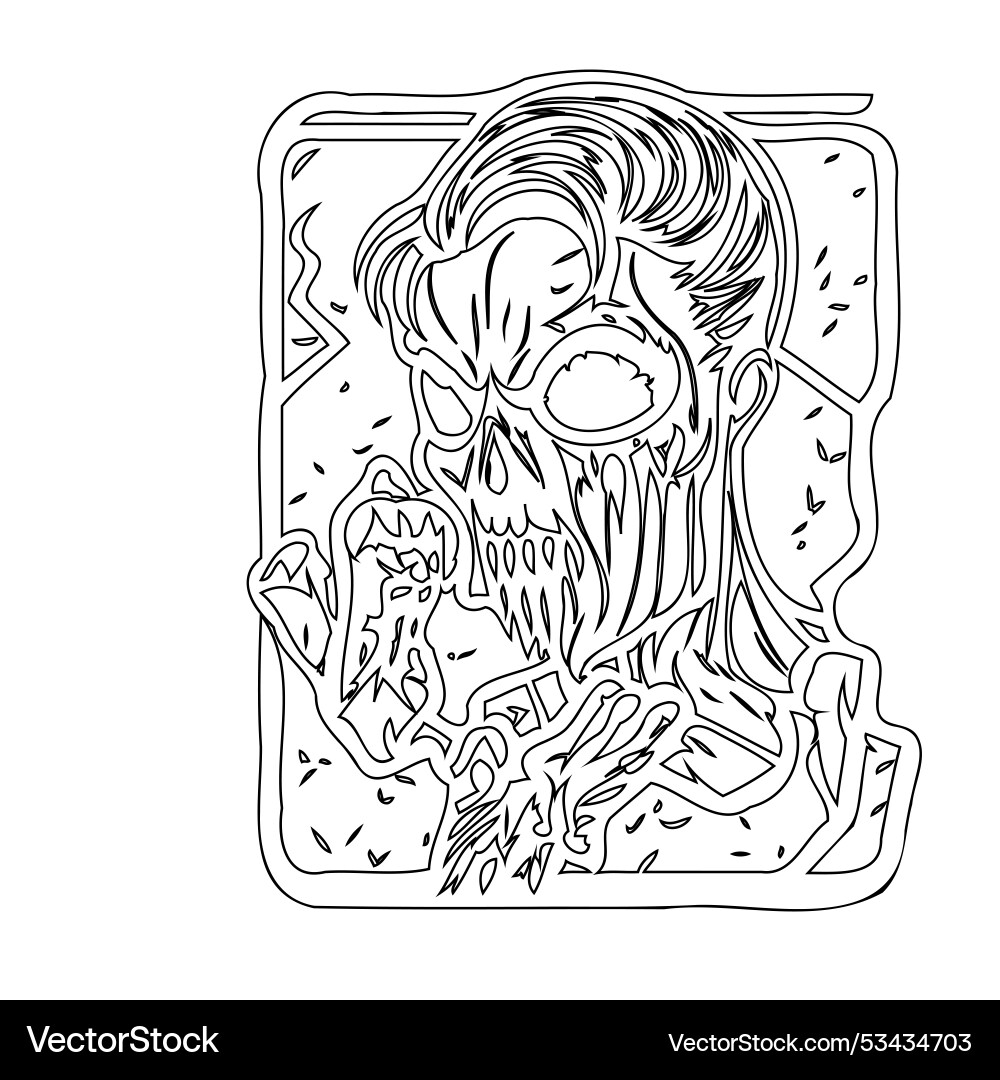 Zombie outline sketch Royalty Free Vector Image