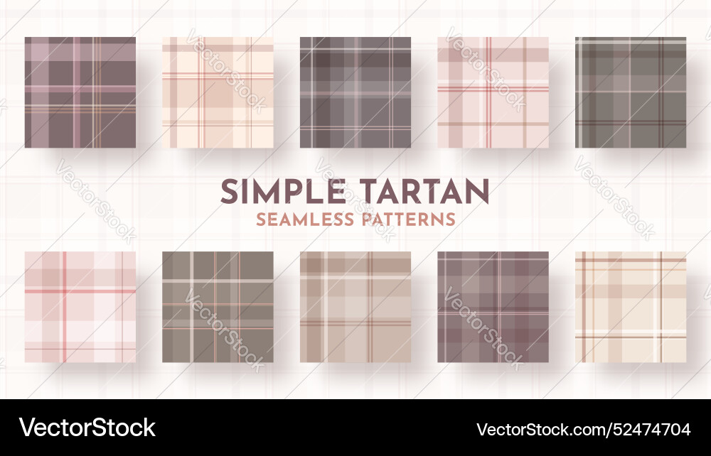 10 seamless simple tartan patterns Royalty Free Vector Image