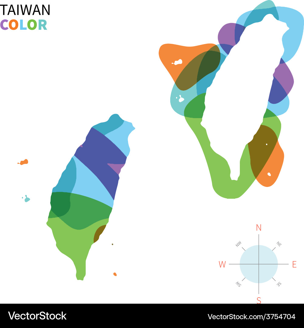 Abstract color map of taiwan Royalty Free Vector Image