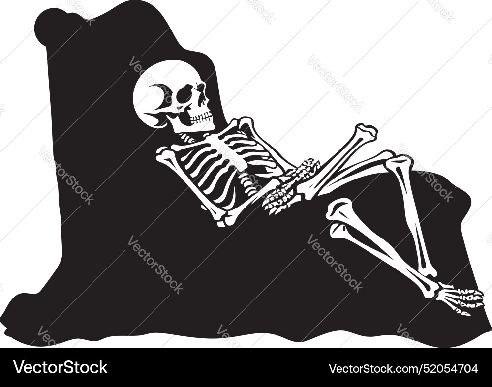Bone chilling nap skeleton resting on bed graphic Vector Image