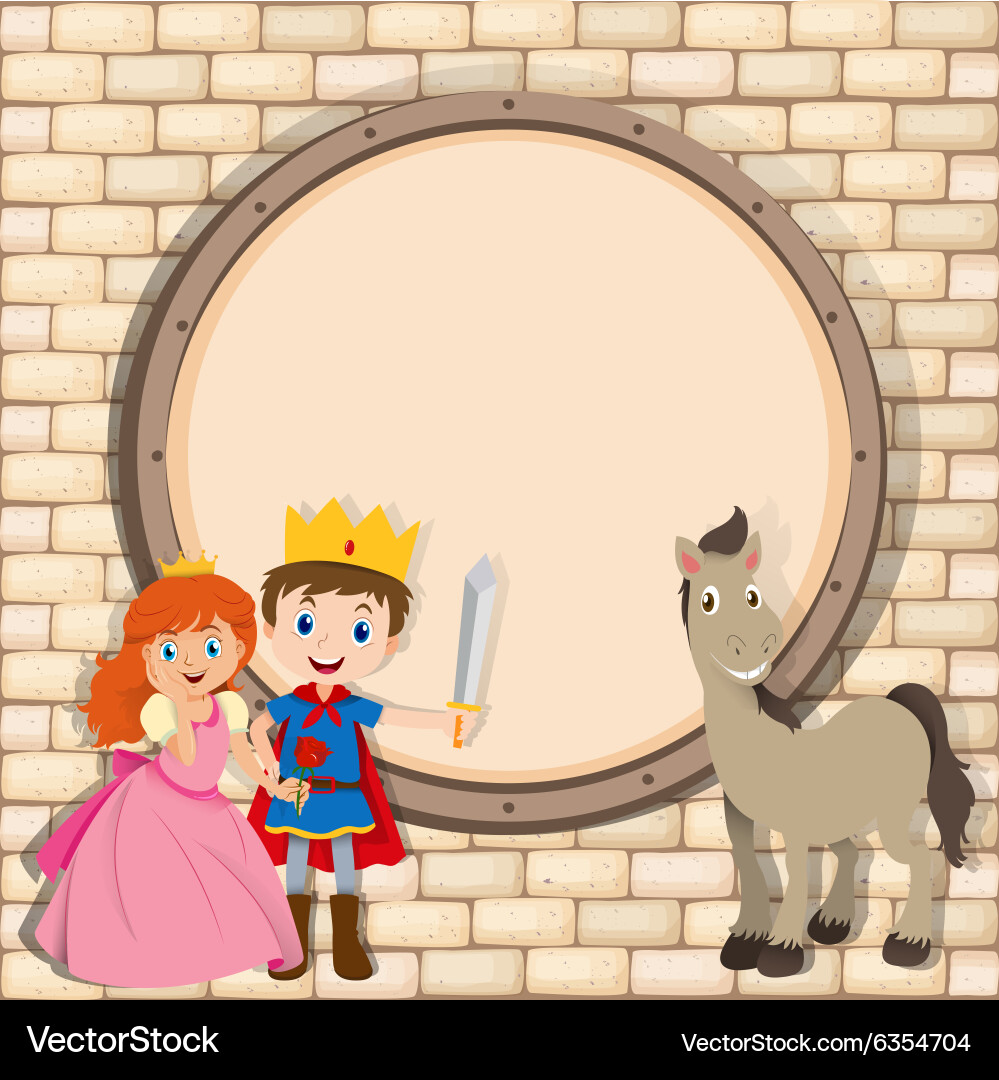 Border design with prince and princess Royalty Free Vector