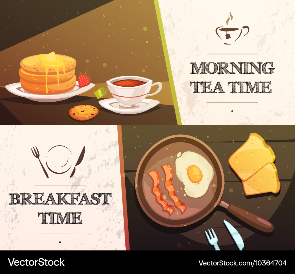 Breakfast time horizontal banners Royalty Free Vector Image