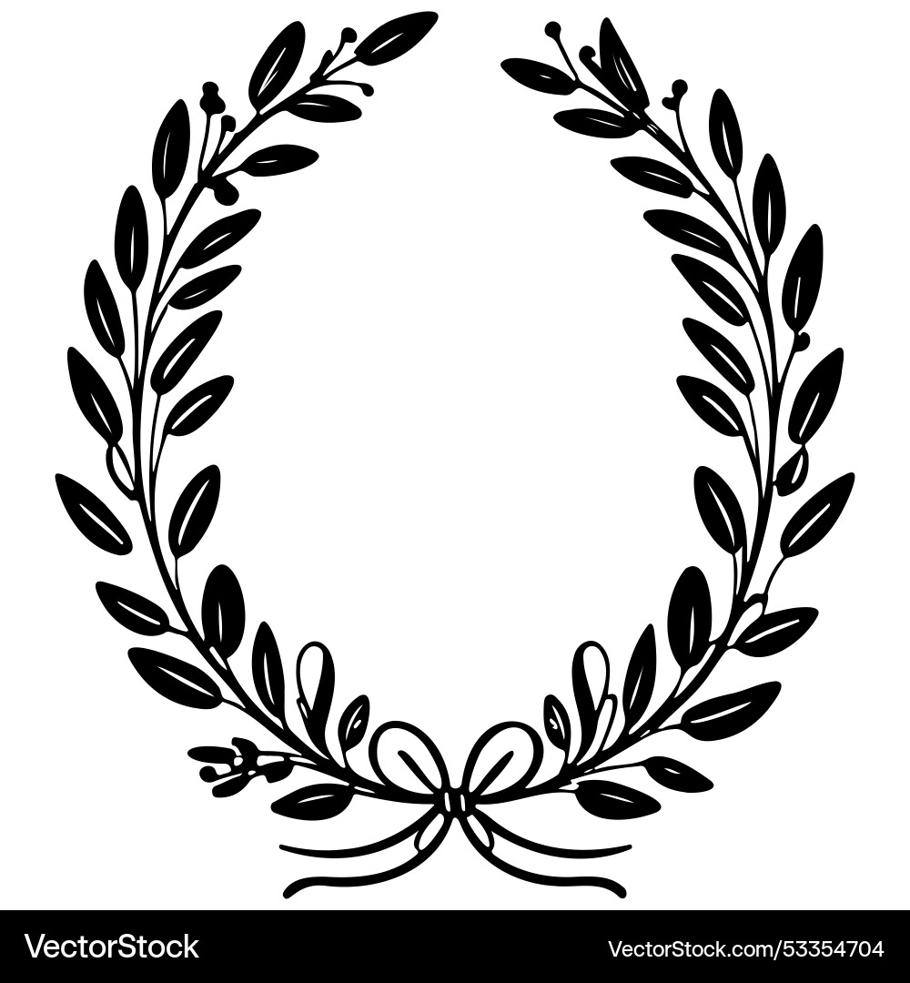 Cartoon laurel wreath ink hand drawn line Vector Image