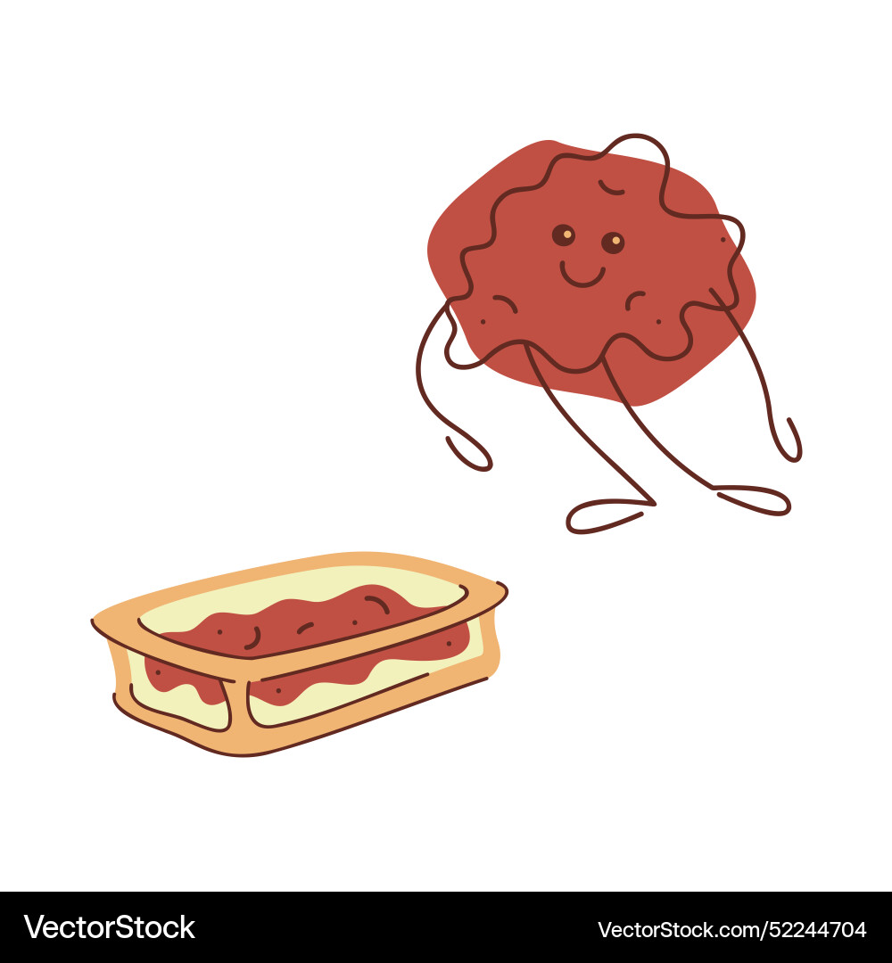 Character minced meat and a dish – Royalty-Free Vector | VectorStock