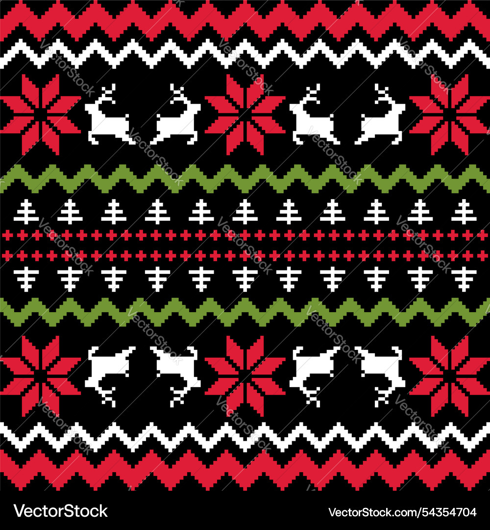 Christmas sweater pattern design seamless pixel Vector Image