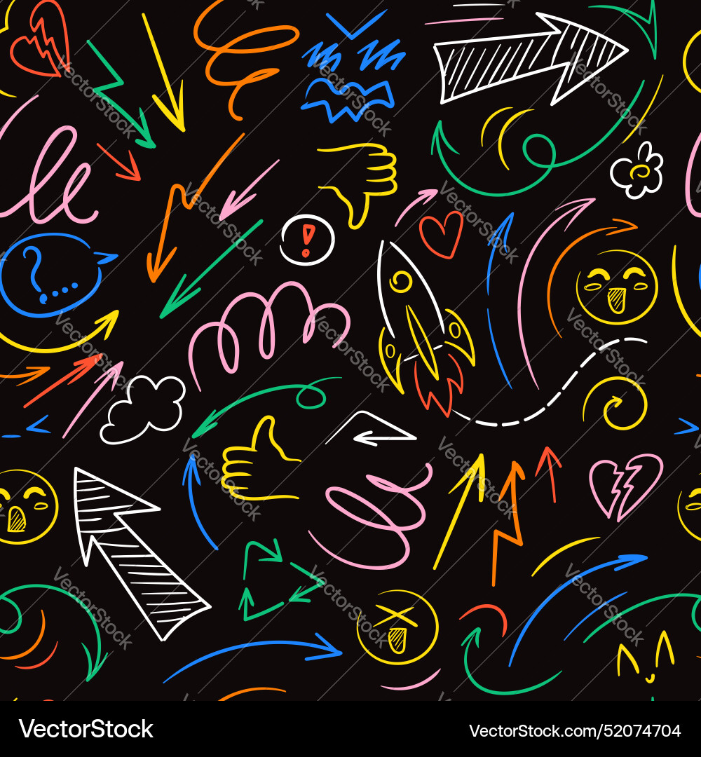 Colorful seamless pattern doodle lines arrows Vector Image